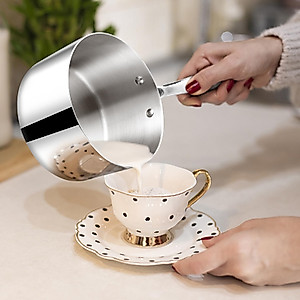 TeamFar 1qt Saucepan with Lid, Stainless Steel Tri-ply Small Cooking Pot Sauce Milk Pan with Ergonomic Handle, for Induction/Gas/Electric/Ceramic, Healthy & Heavy Duty, Dishwasher Safe