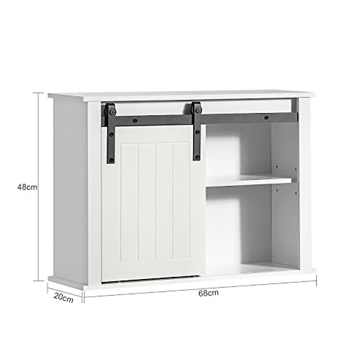 Haotian Kitchen Bathroom Wall Cabinet with Barn Door Garage Laundry Room Wall-Mounted Storage Unit Bath Organizer with Shelf, White BZR71-W