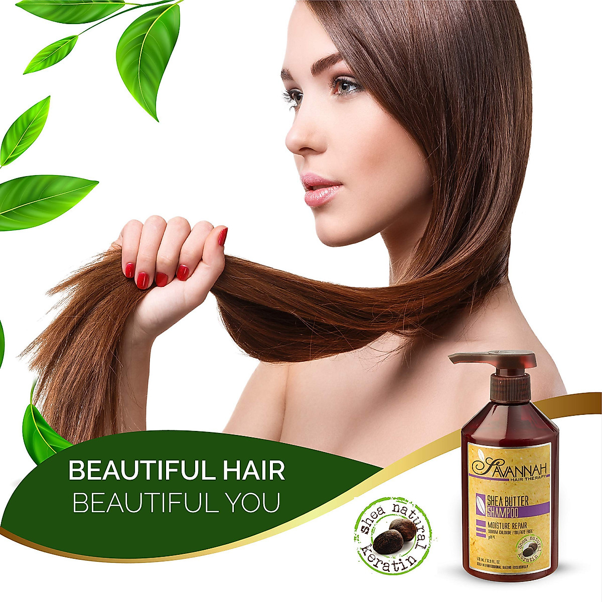 Savannah Hair Therapy Bundle - Shampoo and Conditioner Moisture Repair Treatment, Shea Butter, Cotton and Silk Protein for Dry and Damaged Hair. Sodium Chloride and Sulfate Free. 16.9 oz 500ml X 2