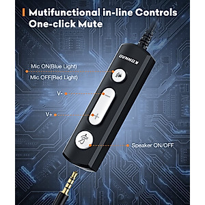 KONNAO USB Headset with Microphone, 3.5mm Wired Computer Headsets with Noise Cancelling Microphone, Stereo Headphones with MIC for PC, in Line Controls, Work Headset for Skype Zoom Tablet Laptop