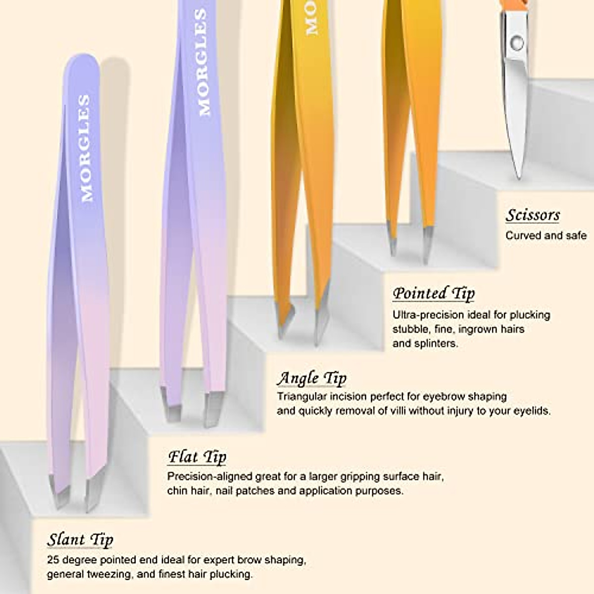 Tweezer Set with Nail Clippers, MORGLES Tweezers Set, Professional Nail Clippers and Tweezer Kit for Women and Men with Leather Travel Case, 9 Pack