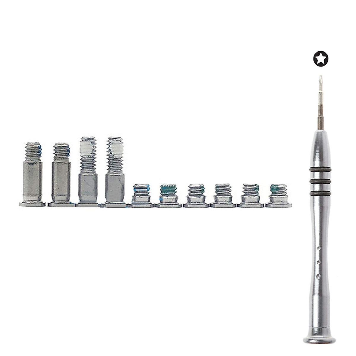 Bfenown Replacement 10pcs/Set Bottom case Screws + 1pcs 5 Point Pentalobe Screwdriver for MacBook Air 13” A1932 Retina 2018 2019, A2179 2019 2020 Years MC 3302, A2337 M1 GPU EMC 3598 2020 (Silver)