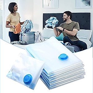 10 Pack Vacuum Storage Bags Double-Zip Seal - 80% More Space Saver Bags for Clothes, Blankets, Pillows - Vacuum Bags with Hand-Pump for Travel (1 Jumbo, 3 Large, 3 Medium, 3 Small)