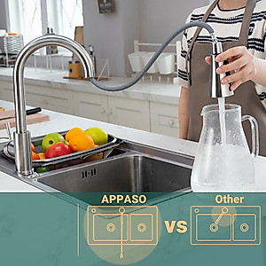 APPASO Kitchen Faucet with Soap Dispenser, Brushed Nickel Kitchen Faucet with Pull Down Sprayer (3 Modes), 304 Stainless Steel High Arc 360 Degree Swivel Single Handle Faucet for Kitchen Sink