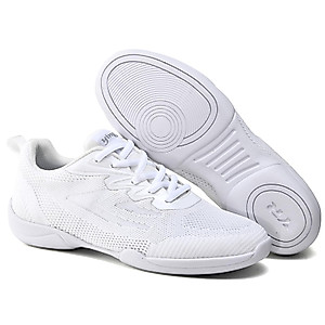 DADAWEN Adult & Youth White Cheerleading Dance Shoes Athletic Training Lightweight Competition Tennis Sneakers Cheer Shoes White US Size 7/EU Size 38