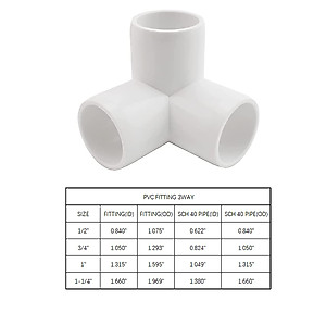 MARRTEUM 1/2 Inch 3 Way PVC Fitting Furniture Grade Pipe Corner Elbow for Greenhouse Shed/Tent Connection/Garden Support Structure/Storage Frame [Pack of 6]