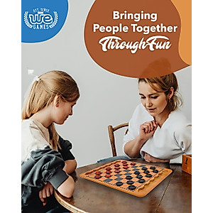 WE Games Solid Wood Red and Black Checkers Board Game Set with Inset Grooves for Pieces, 14.5 in.
