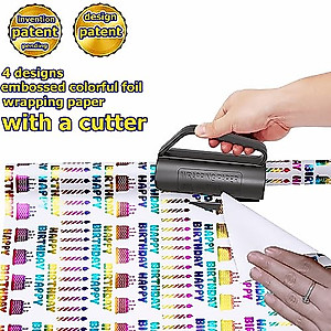 THMORT Birthday Wrapping Paper Roll with a Cutter Kit for Boys&Girls,Adults,Kids Princess Pink Barbies 17 Inch X 120 Inch Colorful Foil Gift Wrapping Paper Rainbow Baby Shower