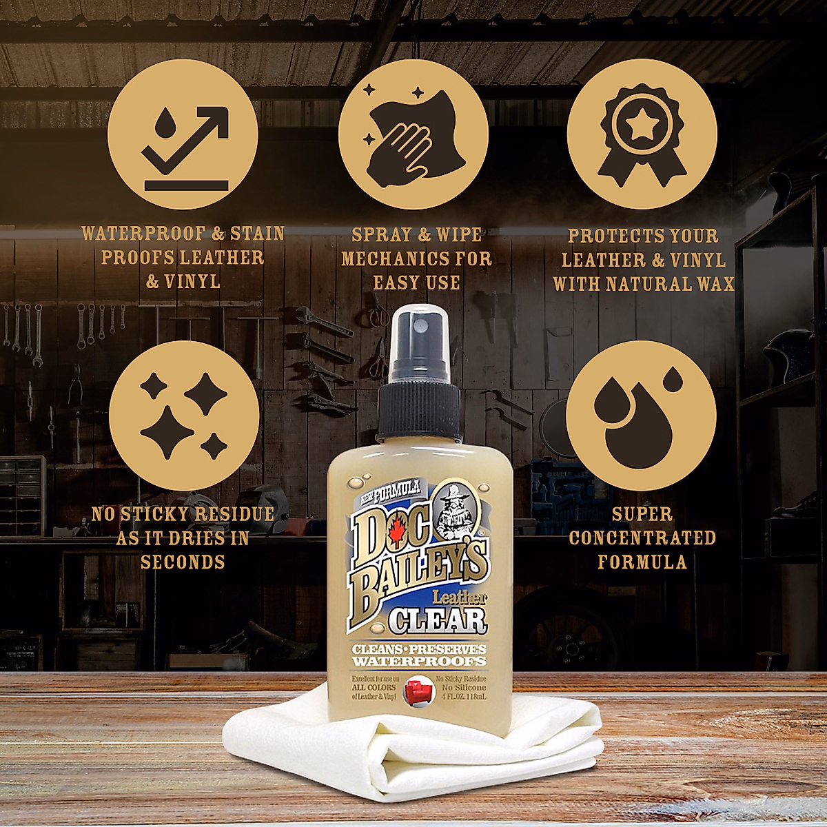 Doc Baileys Clear Leather Cleaner and Conditioner - Waterproof Fine Leather Softener for Boots, Saddles & More - 4oz, 2 Packs