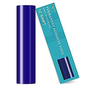 HTVRONT Royal Blue Permanent Vinyl Roll - 12" x 50 FT Blue Adhesive Vinyl for Cricut, Silhouette, Cameo Cutters, Blue Vinyl Roll for Signs, Scrapbooking, Craft, Die Cutters