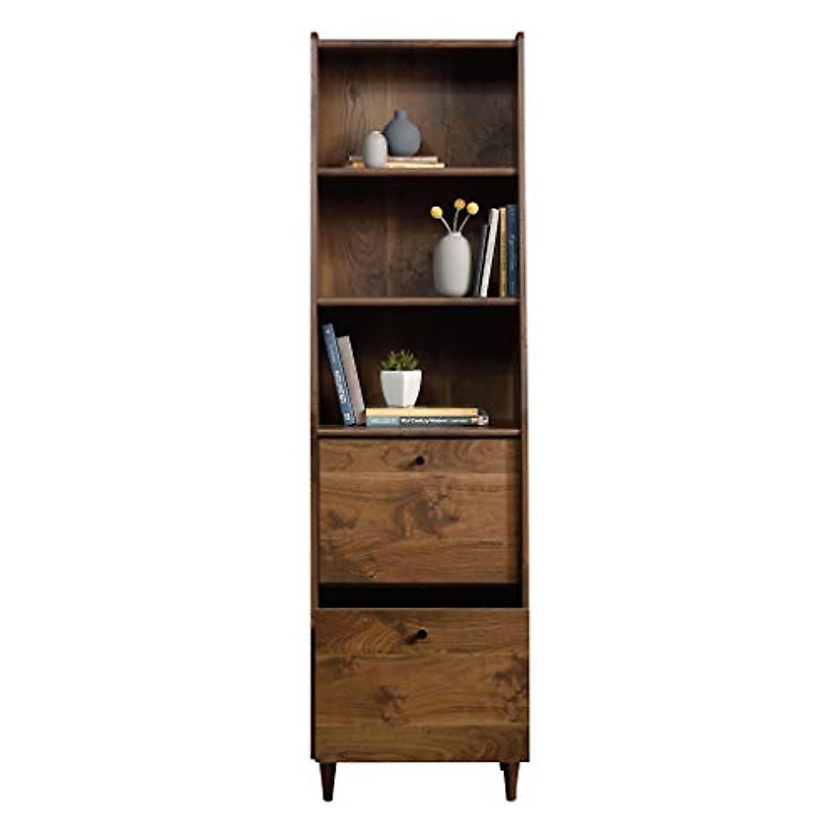 Sauder 2 tier Harvey Park Narrow Bookcase, Grand Walnut finish