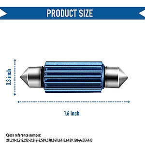 ZKFAR Pack-4 42mm LED Bulbs Extremely Bright, 3014 Chipsets 400LM for LED Interior Dome Map Door Lights Bulbs (Blue)