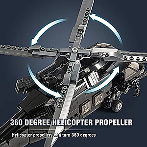 DAHONPA UH-60 Helicopter Black Hawk Medium Utility Military Army Airplane Building Bricks Set with Figure, 700 Pieces Air-Force Build Blocks Toy, Gift for Kid and Adult