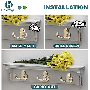 HOWTOOL Wall Hooks for Hanging Heavy Duty 35 lbs Hooks for Walls 5 Pack Oil Rubbed Bronze Black with Screws