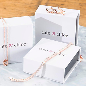 Cate & Chloe Mckenzie 18k White Gold Plated Dangle Earrings | Women's Drop & Dangle Earrings With Crystals, Horseshoe Dangling Earrings, Silver Earrings For Women, Hypoallergenic Earrings Earring Set