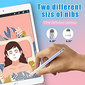 2PCS Stylus Pens for Touch Screens, Pen iPhone/iPad/Tablet Android/Microsoft Surface, Compatible with All Screens(White Pink/White Purple)