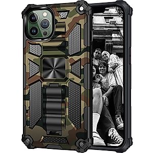 Ephoou Camo Case for Apple iPhone 13 Pro Max with Kickstand, Military Grade Shockproof Cover for iPhone 13 Pro Max Camouflage Army Green