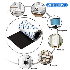 Furniture Pads for Hardwood Floors, Non Slip Furniture Grippers Self Stick Silicone Pads, Anti-Scratch Rubber Floor Protectors for Furniture, 4 x 40 inch Self Adhesive Rubber Feet Black