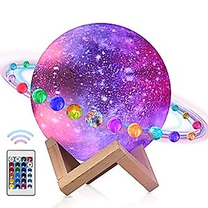 Balkwan 5.9 inch 16 Colors Moon Lamp Kids Night Light Galaxy Lamp LED 3D Star Moon Light with Wood Stand, Remote & Touch Control USB Rechargeable Gift for Baby Girls Boys Birthday Women