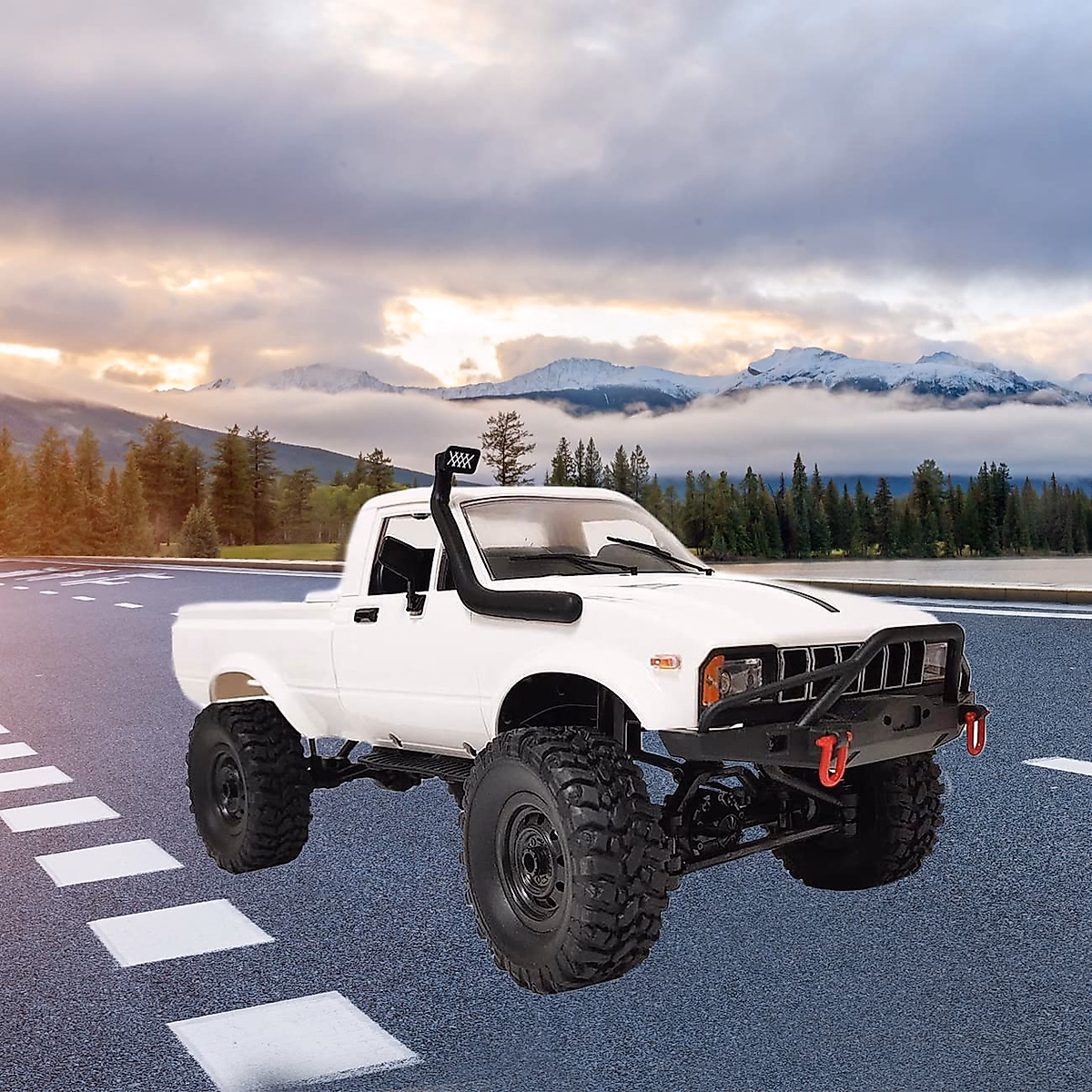 YIKESHU RC Crawler Offroad RC Truck 4x4 Remote Control Rock Crawler WPL C24-1 Pickup Trucks with Led Light, 2.4 Ghz 1/16 Scale All Terrain Car Brushed RTR Pickup for Adults