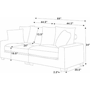 Oadeer Home Modular Sofa Love Seats, Dark Gray