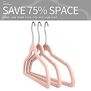 Velvet Clothes Hangers (50 Pack) Heavy Duty Durable Suit Hanger Vibrant Color Hangers Lightweight Space Saving Coat Hangers for Closet -Blush Pink