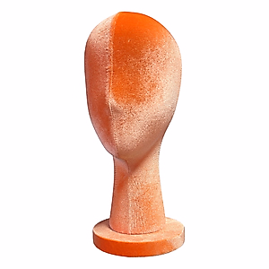 DE-LIANG Female Velvet Head Mannequin 33CM Orange Silk Velvet Dress Form Fully Pinnable Head for Hat Wig Jewelry Earring Scarves Display, Clothing Fabric Head Model for Sale, 1 Color