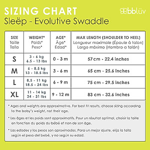 bblüv - Sleëp - Transition Zipper Swaddle Sack with Removable Sleeves -Arms Up Swaddle for Newborns and Infants - Large