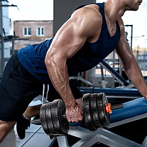 EDOSTORY 44LB Adjustable Dumbbell Set, Free Weights Dumbbells for Home Gym, 4 in 1 Set, Barbell, Dumbbells, Kettlebell and Push-ups, Non-slip Handles, Fitness Exercise Equipmen for Men Women