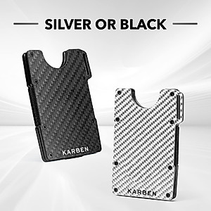 KARBEN RFID Wallet Carbon Fiber - Smart Credit Card Holder for Back, Front Pocket | 12 Space Aluminum, Metal Money Clip | Minimalist Wallets for Men and Women (Black)