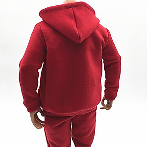 AMLESO 1/6 Hoodie Casual Clothes for 12 '' Male Action Figure, red