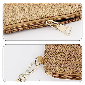 Monanoat Straw Clutch Bag Casual Crossbody Bag Wristlet Clutch Purse Zipper Straw Wallets Envelope Bag