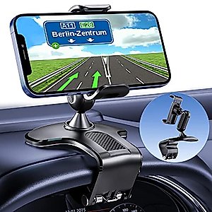 360 Degree Rotation Dashboard Cell Phone Holder for Car Clip Mount Stand Suitable for 4 to 7 inch Smartphones (Black)