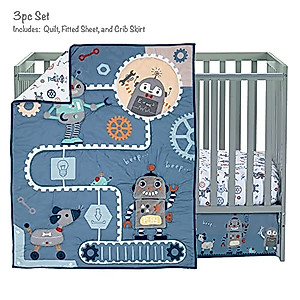 Bedtime Originals Robbie Robot 3-Piece Crib Bedding Set, Blue