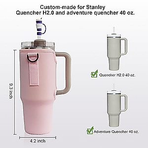 DLJZGC Water Bottle Carrier for Stanley 40 Oz Tumbler with Handle, Stanley Cup Holder with Adjustable Shoulder Strap & Straw Covers, Stanley Cup Bag, Water Bottle Bag for Hiking Travelling
