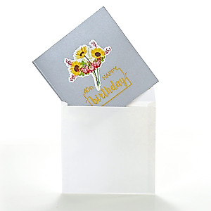 CUTPOPUP Birthday Card Pop Up, Mother's Day, 3D Greeting, Thank You Card (40th Sunflowers Bastket)