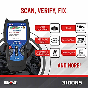 INNOVA 3100RS, OBD2 Scanner, ABS SRS Airbag Scan Tool with Airbag Light & Oil Light Reset, Stream Graph & Record Live Data, Get Suggested Repair & Parts on iPhone or Android