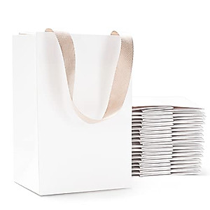 YACEYACE White Gift Bags with Handles, 20Pcs 5.25"x3.75"x8" Small White Paper Gift Bags with Handles Bulk, White Kraft Paper Bags White Paper Shopping Bags with Handles