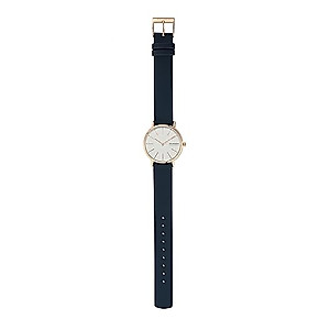 Skagen Women's Signatur Quartz Analog Stainless Steel and Leather Watch, Color: Blue/Rose Gold (Model: SKW2838)