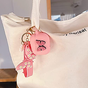 Heniu for AirPod 3rd Generation Case Cover 2021, 3D Butterfly Liquid Silicone AirPods 3rd Generation Cute Case with Keychain Compatible for Apple Airpods 3rd Generation Charging Case-Pink