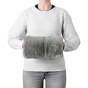 Brookstone Faux Fur Hand Warmer | Soothe Cold Hand Muff with Microwavable Gel Pack for Long Lasting Heat | Cozy Sherpa & Plush Lining for Ultimate Comfort | Hand Muffs for Women & Men | 100% polyester
