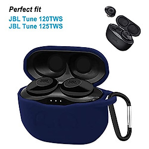 Nimon Silicone Case for JBL Tune 125TWS/120TWS, Soft and Flexible, Scratch/Shock Resistant Silicone Cover for JBL Tune 125TWS/120TWS Headphones (Navy Blue)