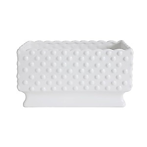 Creative Co-Op White Hobnail Rectangle Ceramic Planter