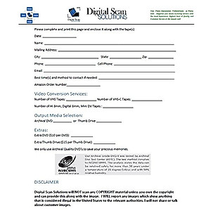 Video Tape Transfer Service (VHS,VHS-C, Hi8, MiniDV, Digital8) to Digital Media - 1 Tape