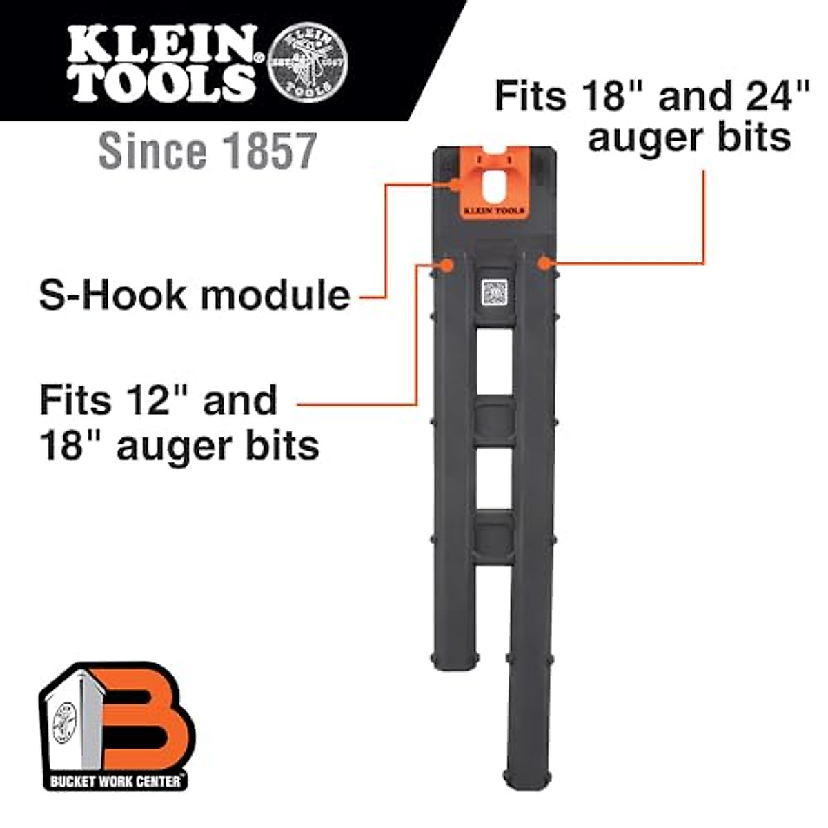 Klein Tools BC507S Auger Bit Storage Module, Fits 12-Inch, 18-Inch, 24-Inch Auger Bits, Optional S-Hooks Secure Module to Aerial Buckets