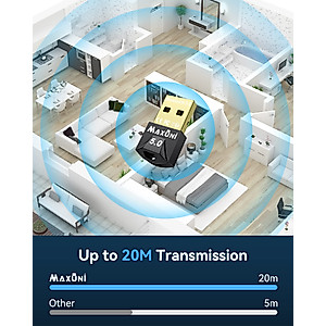 Maxuni USB Bluetooth Adapter for PC 5.0, Bluetooth Dongle 5.0 Adapter,for Laptop Keyboard Mouse Headsets Speakers, Long Range Bluetooth Supports Windows 11/10/8.1(Plug and Play)