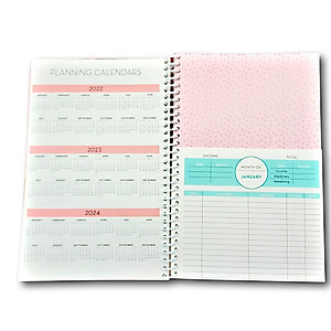 Home Finance & Bill Organizer with Pockets (Leaves On Pink)