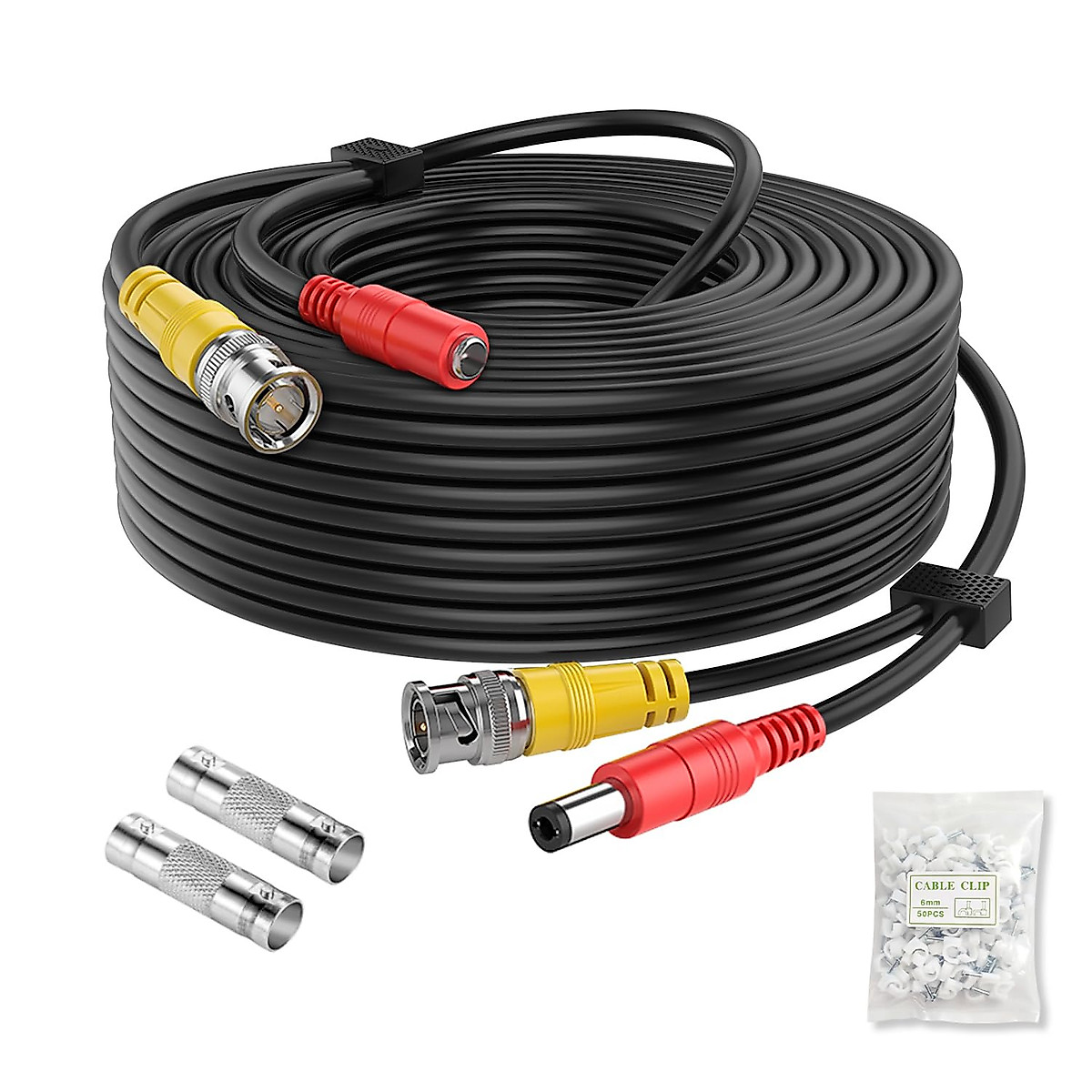 WILDHD [20AWG Cables] 100ft 8MP/4K BNC Cable All-in-One Siamese Video and Power Security Camera Cable, BNC Extension Wire Cord with 2 Female Connectors for All HD CCTV DVR Surveillance System(Black)
