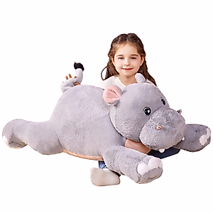 IKASA Giant Hippo Stuffed Animal Plush Toy,Large Hippopotamus Cute 30" Jumbo Soft Toys,Huge Big Size Plushy Fluffy Fat Plushie,Gifts for Kids