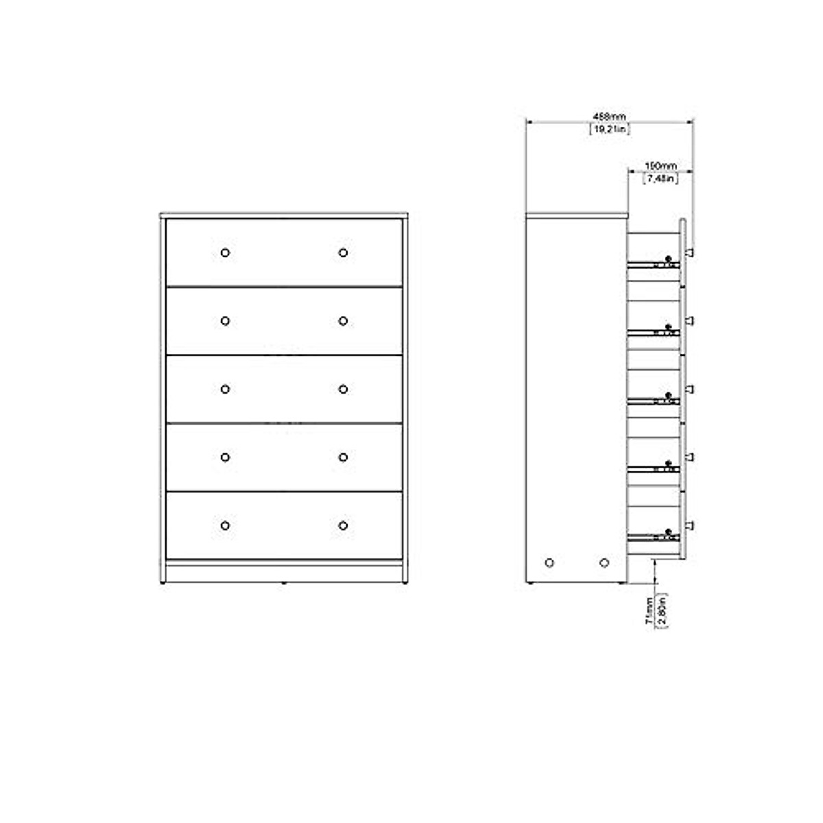 Home Square 4 Piece Bedroom Set with 6 Drawer Double Dresser, 5 Drawer Chest Dresser, Two Nightstands in Jackson Hickory